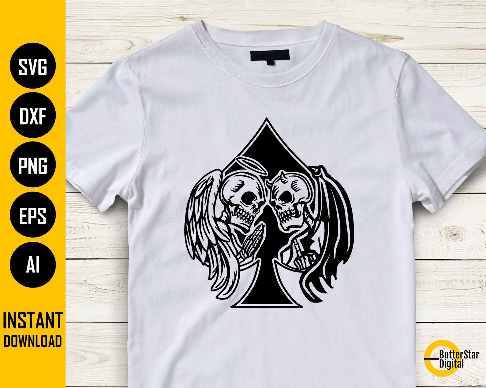 Spade Angel & Devil SVG | Skeleton SVG | Playing Cards Decal T-shirt ...