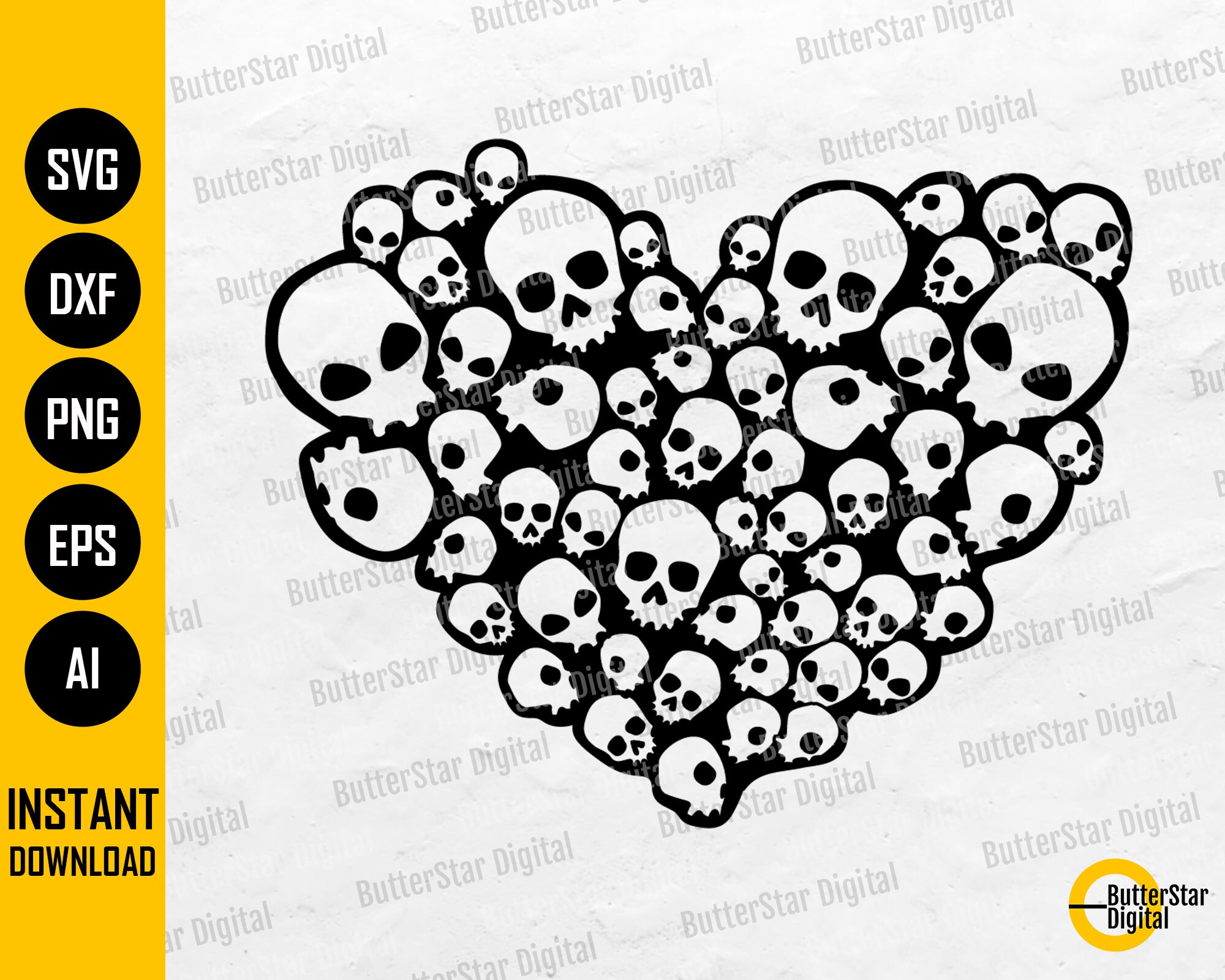 Calaveras Corazón SVG / Huesos SVG / Gráficos de camiseta de - Etsy España