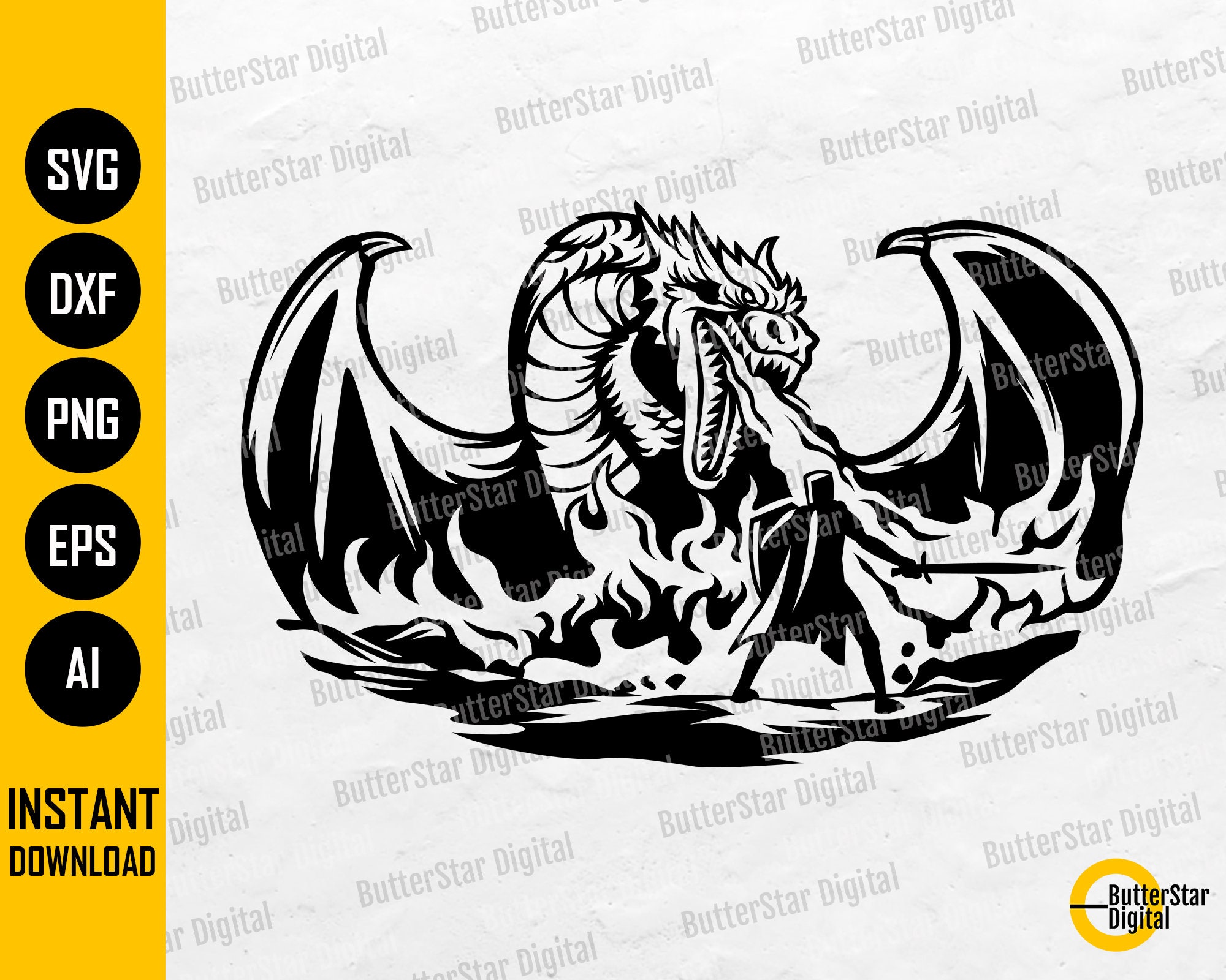 Dragonslayer SVG Fire Breathing Dragon SVG Knight SVG - Etsy Australia