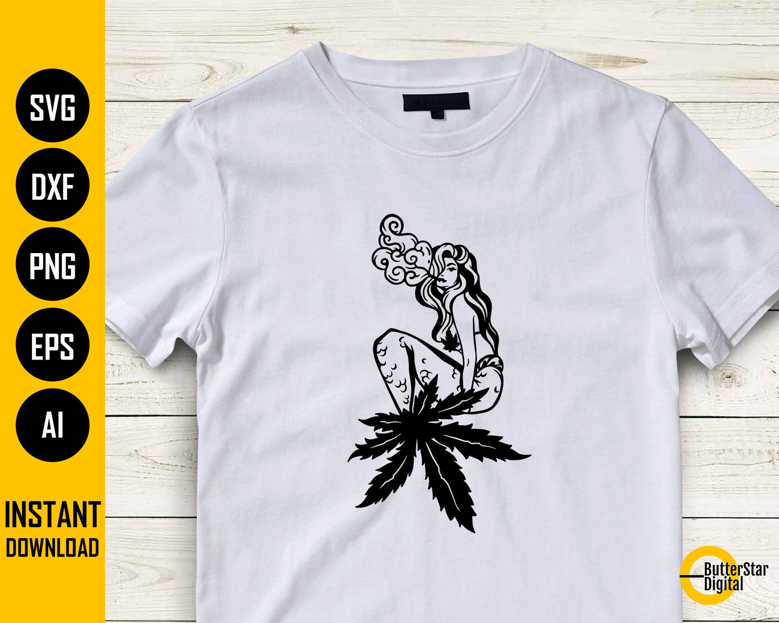 Stoner Mermaid SVG Smoking Weed Joint Smoke Marijuana | Etsy