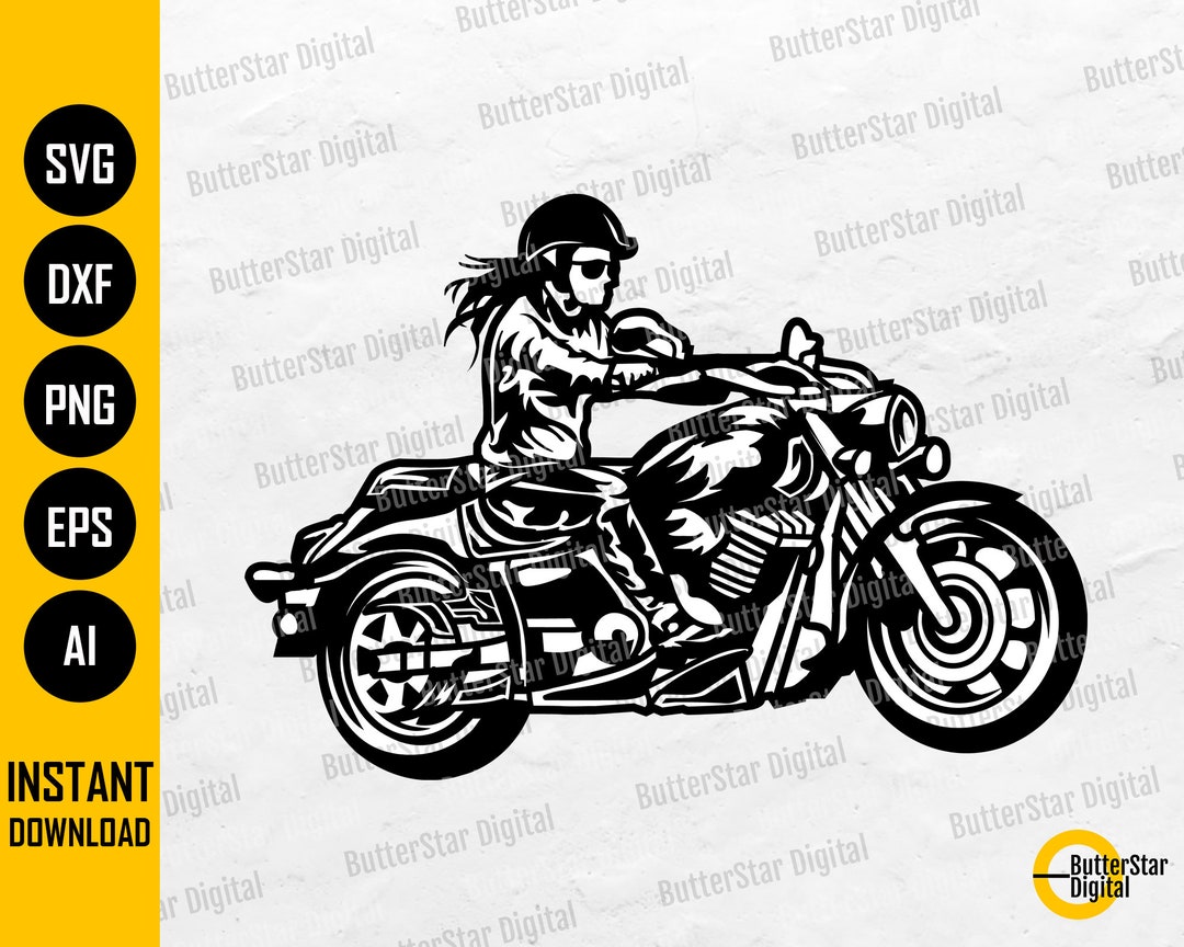 Biker Girl SVG | Woman Riding Motorcycle SVG | Motorbike Bike Road Ride ...