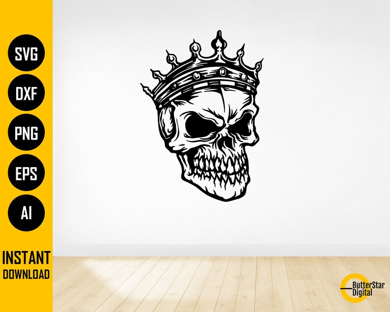 King Skull SVG | Dead Royalty SVG | Gothic Decal T-shirt Tattoo Stencil ...