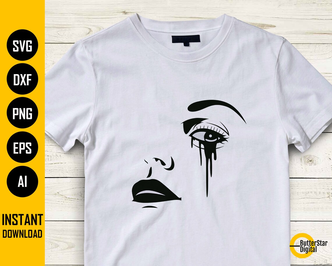 Crying Woman Face SVG | Sad Girl SVG | Depressed Lady SVG Eyes Nose ...