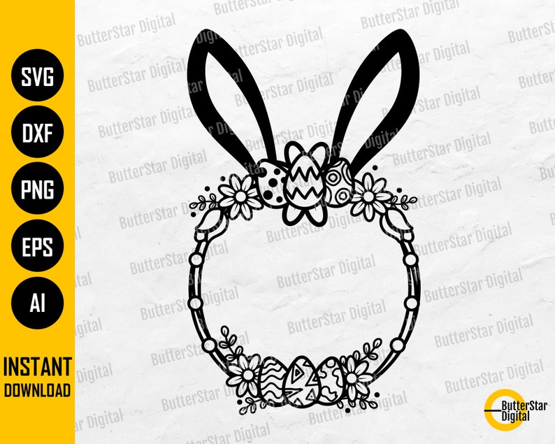 Easter Wreath SVG | Easter SVG | Floral Frame Decor Decal Wall Art Sign ...