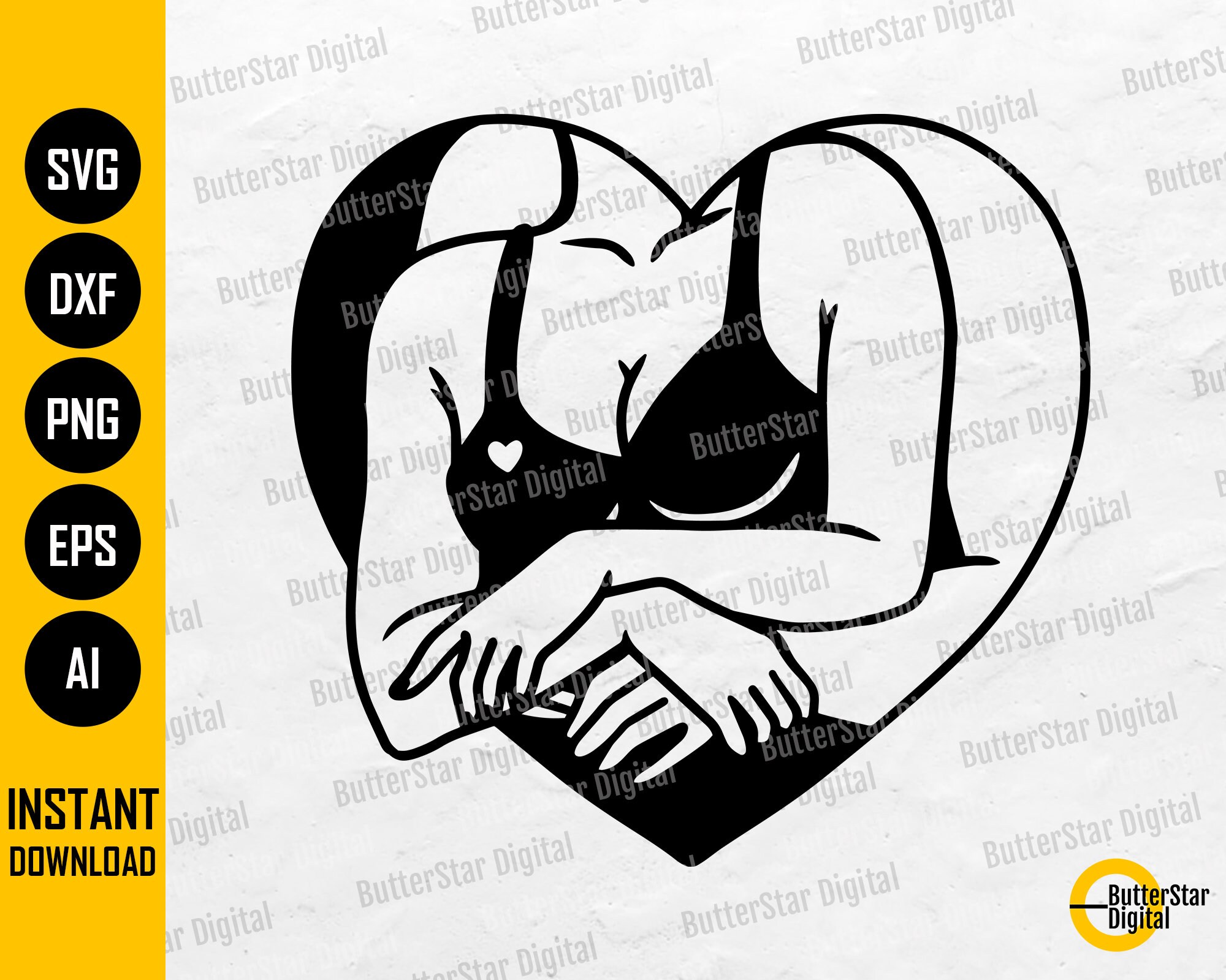 Corazón Abrazo SVG / Amor SVG / Calcomanías de pareja Camiseta Gráficos ...