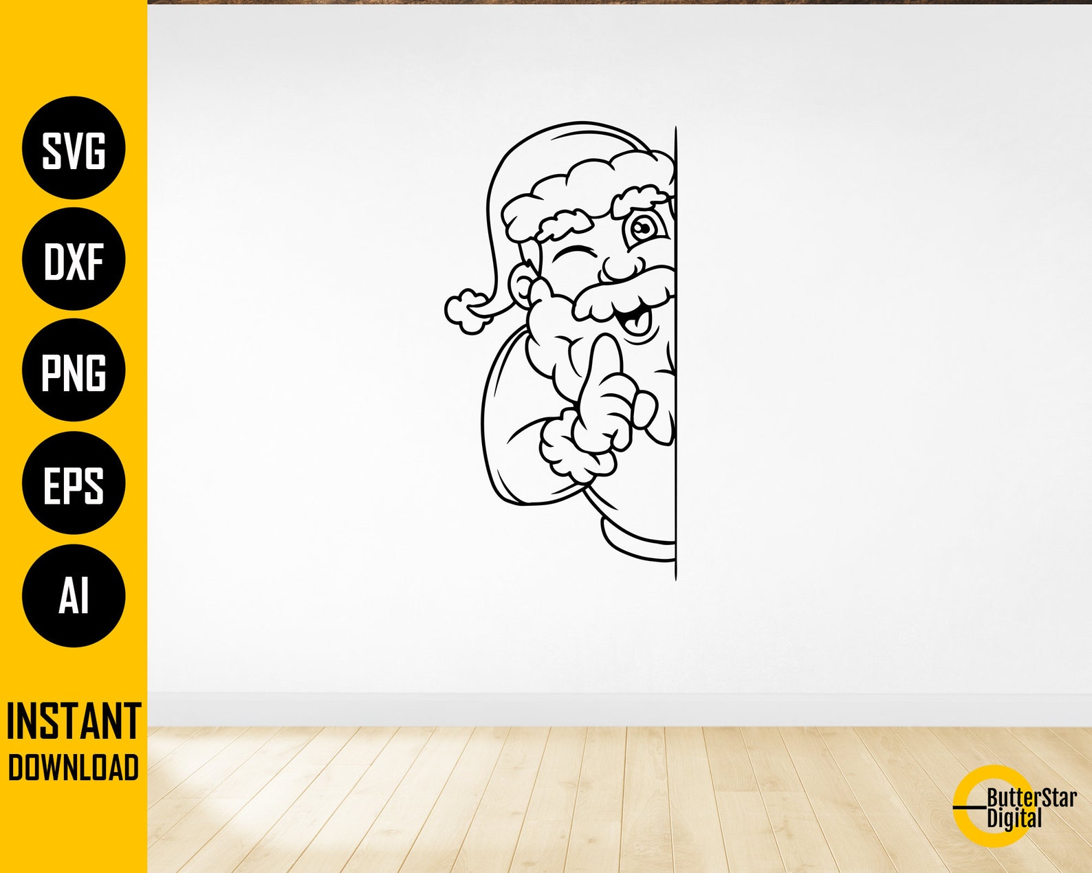 Sneaking Santa Claus SVG | Cute Christmas Wall Decor Decals Vinyl ...