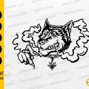 Wolf Smoking Cannabis Blunt SVG | Smoke Marijuana Joint Decal Shirt Gift | Cricut Cut File ...