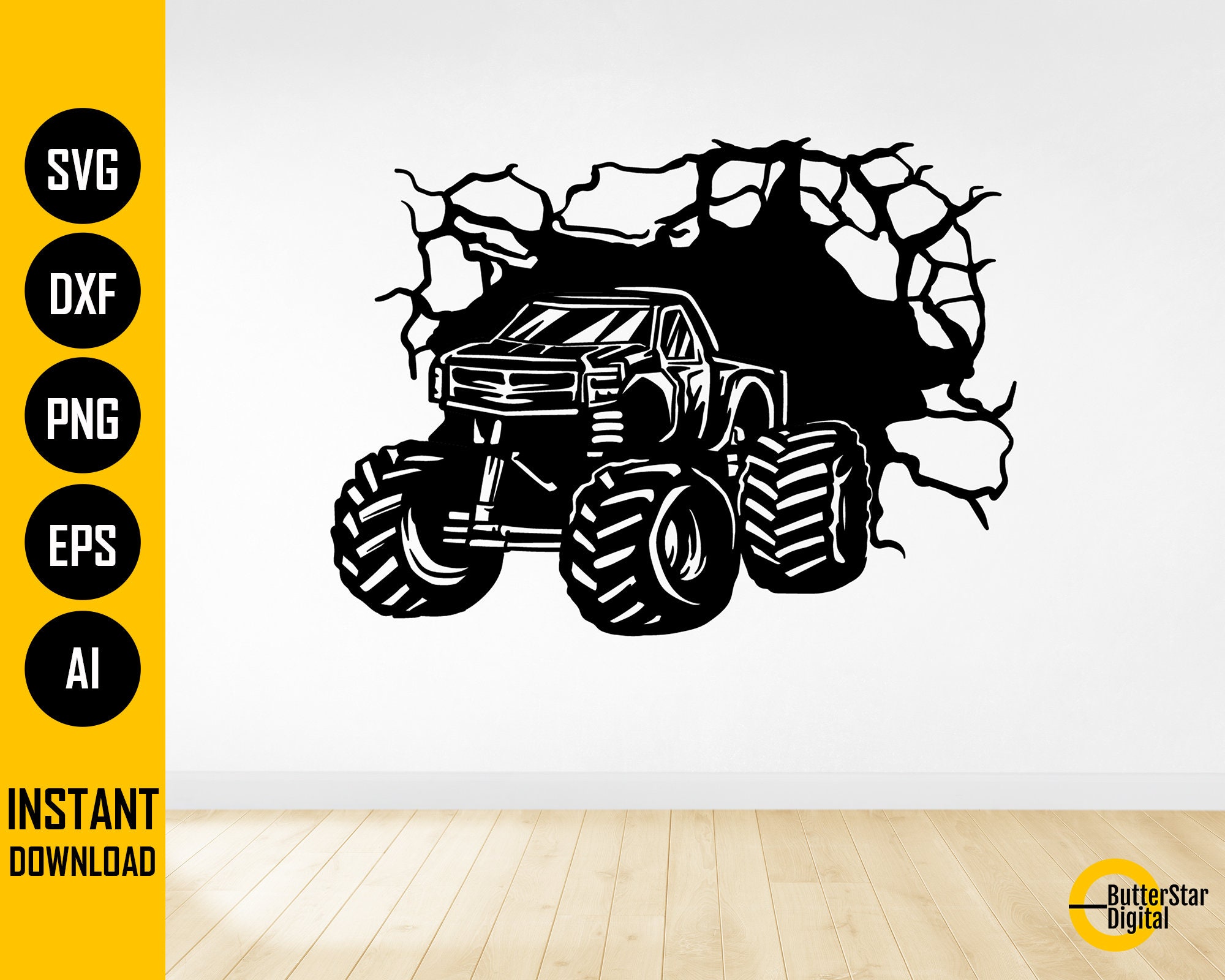Smashing Monster Truck SVG Muscle Car SVG Car Decals Wall - Etsy