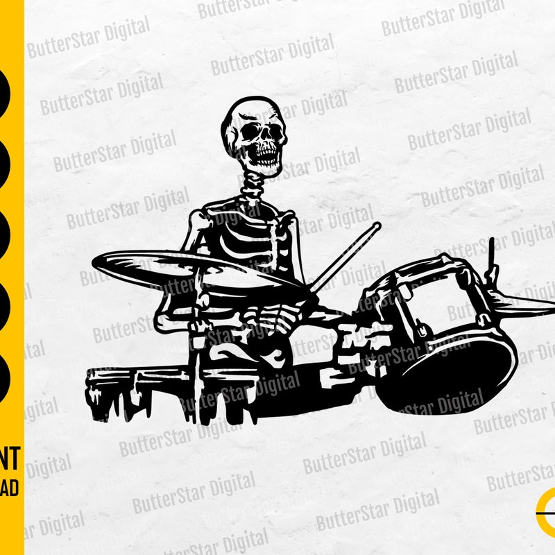 Drummer Skull Svg - Etsy
