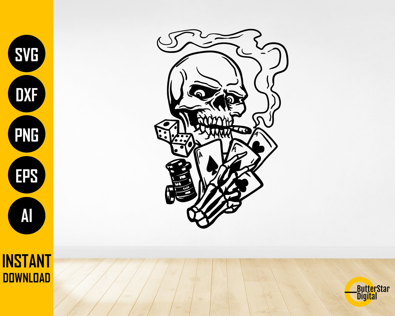 Skull Gambler SVG Casino SVG Gambling Decals T-shirt - Etsy