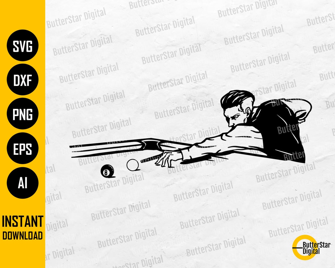 Pro Pool Player SVG | Billiard PNG | Eight Ball SVG | 8-ball Cue ...