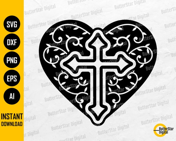 Cross in Floral Heart SVG Faith SVG Christian SVG | Etsy