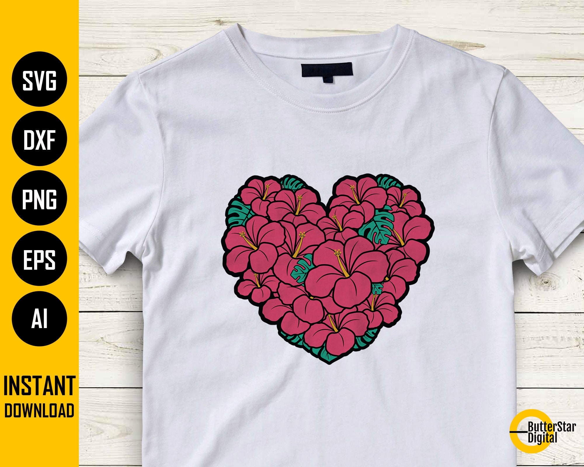 Tropical Heart SVG | Summer Love SVG | Island Flowers SVG | Cricut ...