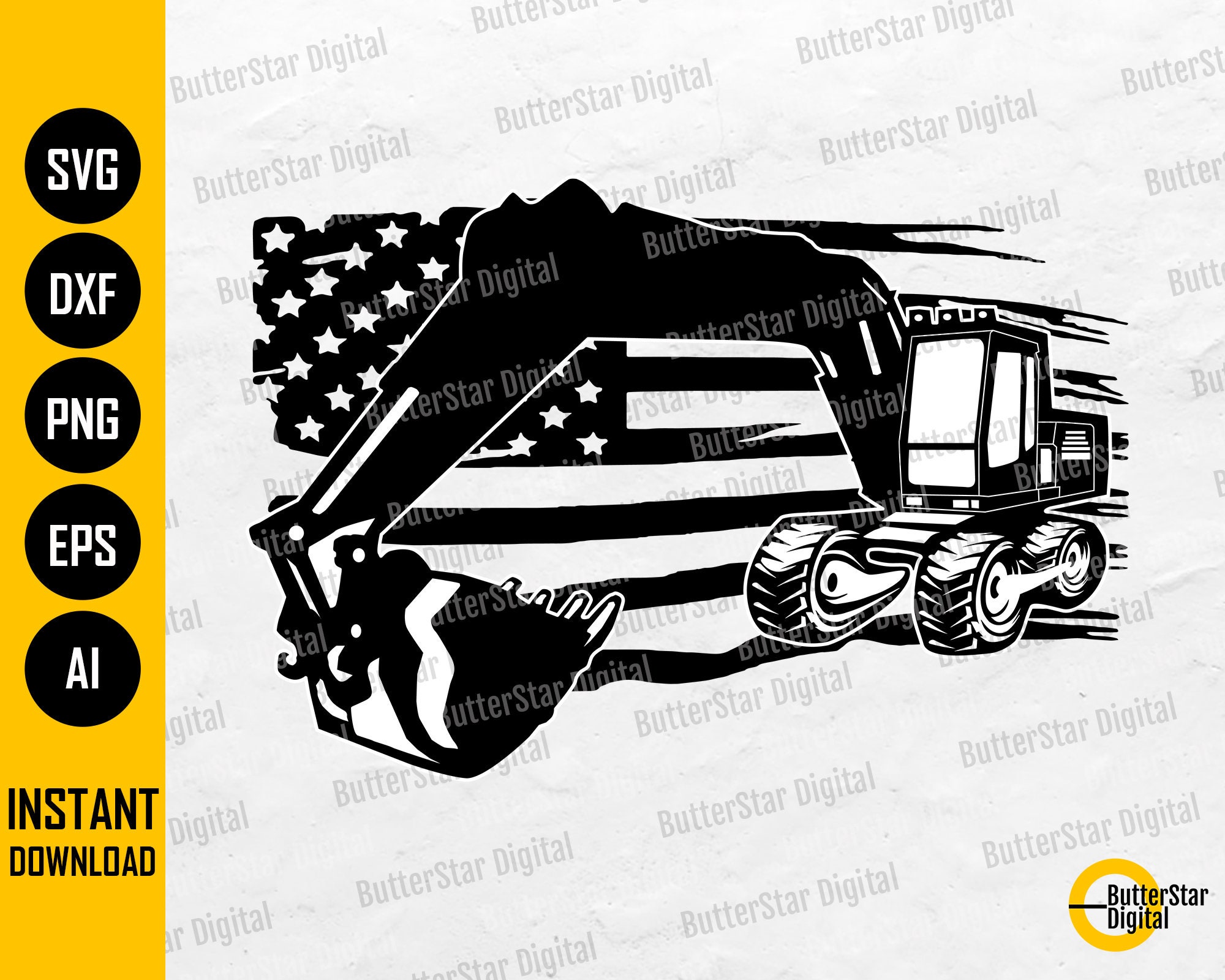 US Excavator SVG / American Backhoe SVG / Usa Construction - Etsy México