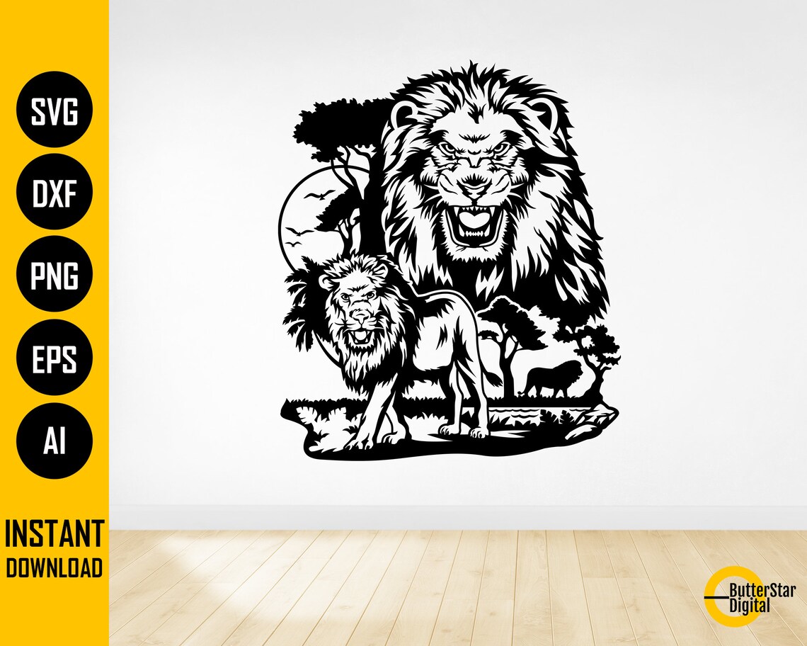 Safari Lion SVG | African Savana SVG | Wild Animal T-shirt Decal ...