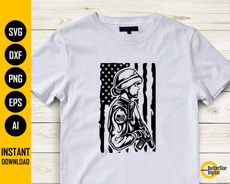 Female American Soldier SVG | USA Military Svg | US Army Svg T-shirt ...