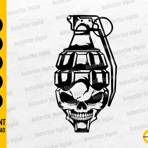 Grenade Skull SVG Weapon SVG Military T-shirt Decal Graphics Cricut Cut ...
