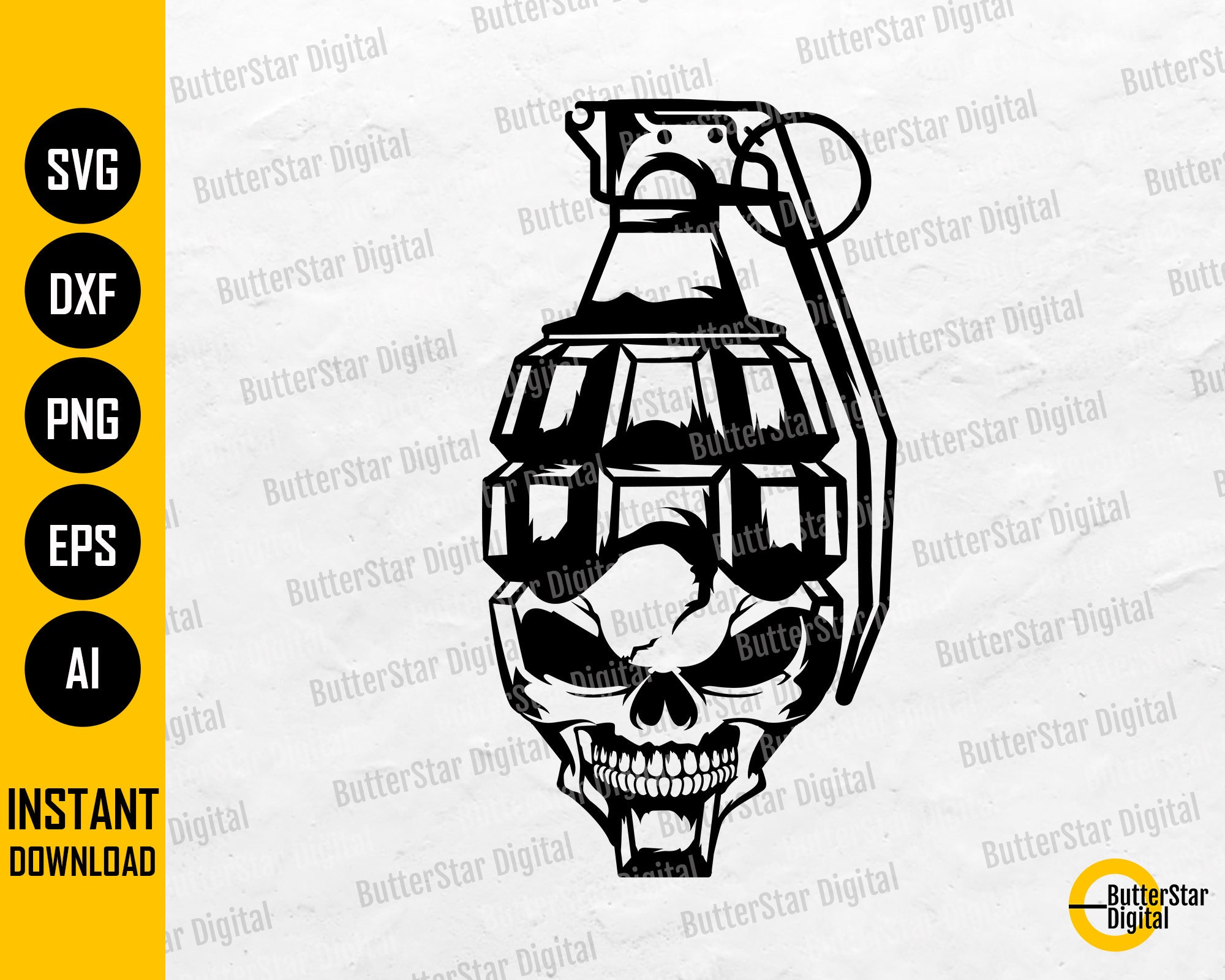 Grenade Skull Drawing