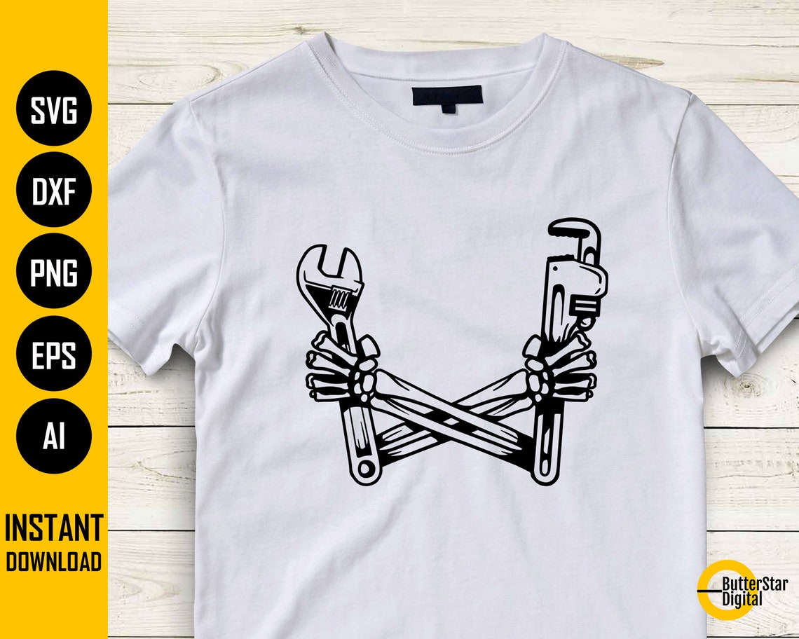 Skeleton Plumber Tools SVG | Crossed Bones SVG | Repair Fix ...
