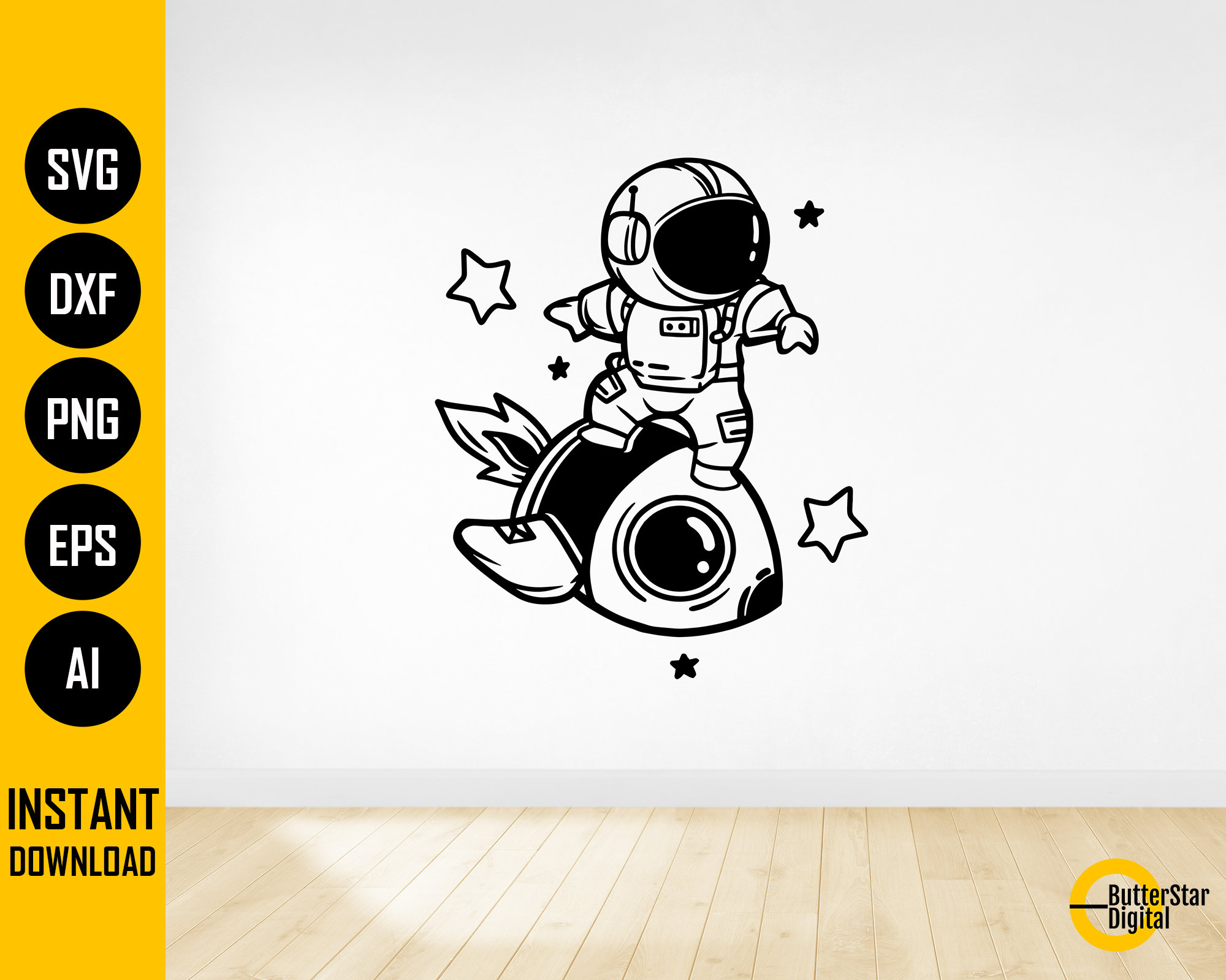 Cute Space Astronaut Riding A Rocket SVG Kids Decal T-shirt - Etsy