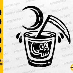 Shot Glass With Skull SVG Scythe SVG Alcohol Beer Drink Drunk Hell ...