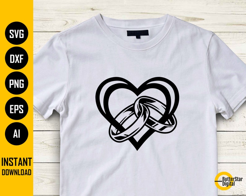 Rings Heart SVG Love SVG Wedding SVG Engagement Svg - Etsy