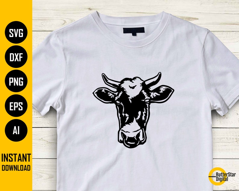 Cow Head SVG | Cattle SVG | Farm SVG | Animal Vinyl Clipart Vector ...