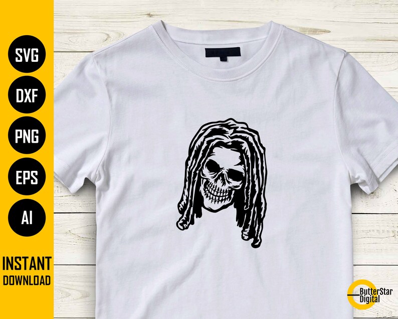 Skull With Dreadlocks SVG | Dreads SVG | Reggae SVG | Afro Hairstyle ...