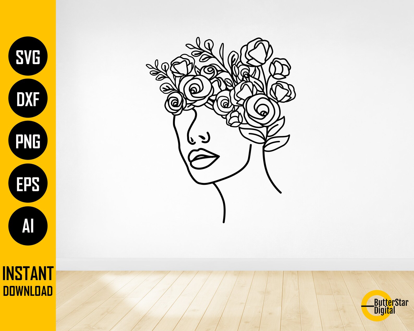 Floral Woman SVG Flower Girl SVG Lady With Flower Head SVG | Etsy