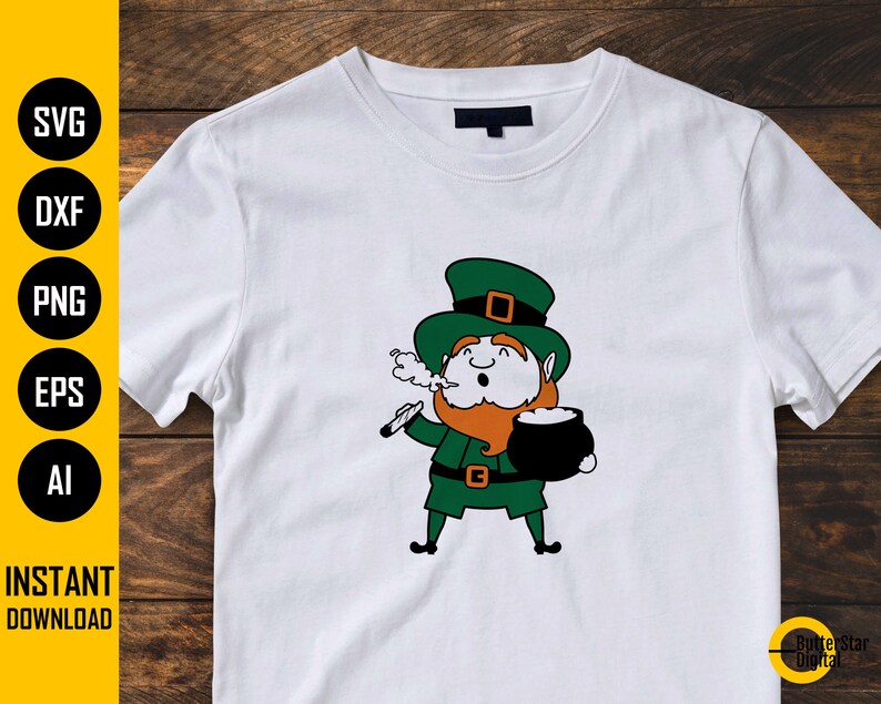 Leprechaun Smoking Pot SVG Smoke Cannabis SVG Funny Weed - Etsy
