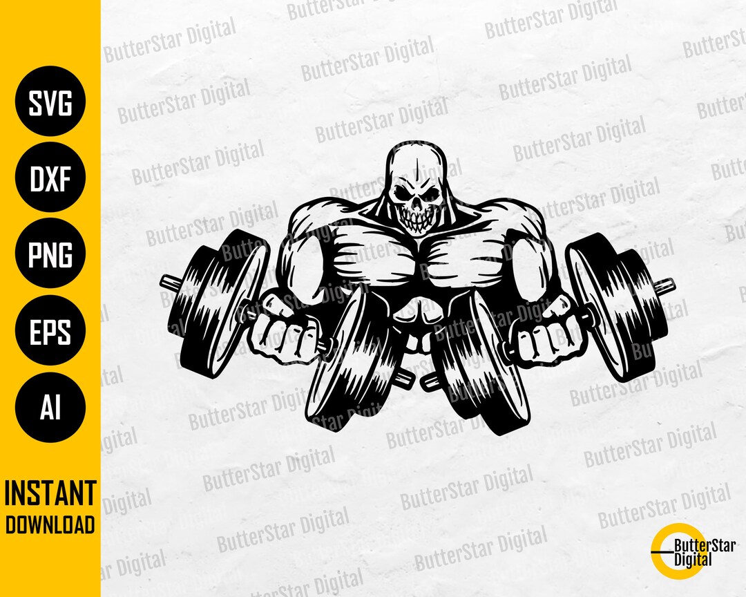 Skull Workout SVG | Warrior SVG | Gym SVG | Fitness Vinyl Decal T-shirt ...
