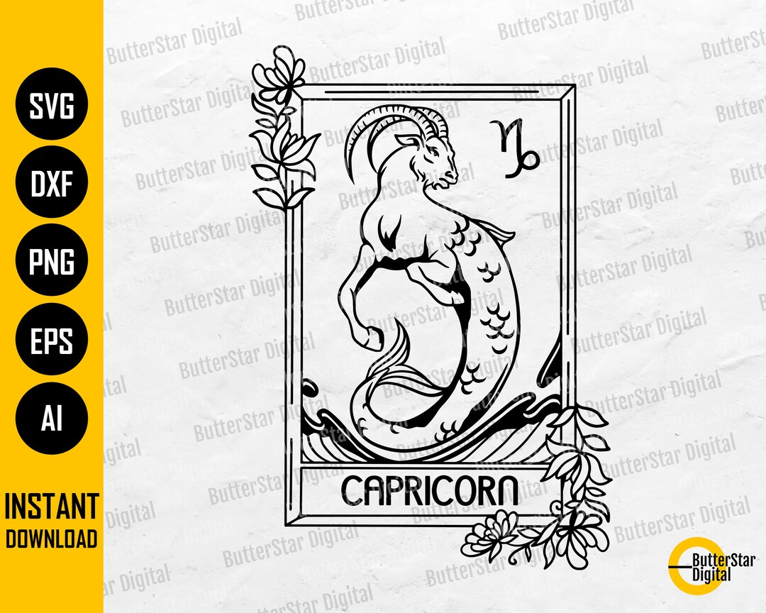 Capricorn Card SVG | Zodiac Sign SVG | Horoscope SVG | Cute Birthday ...