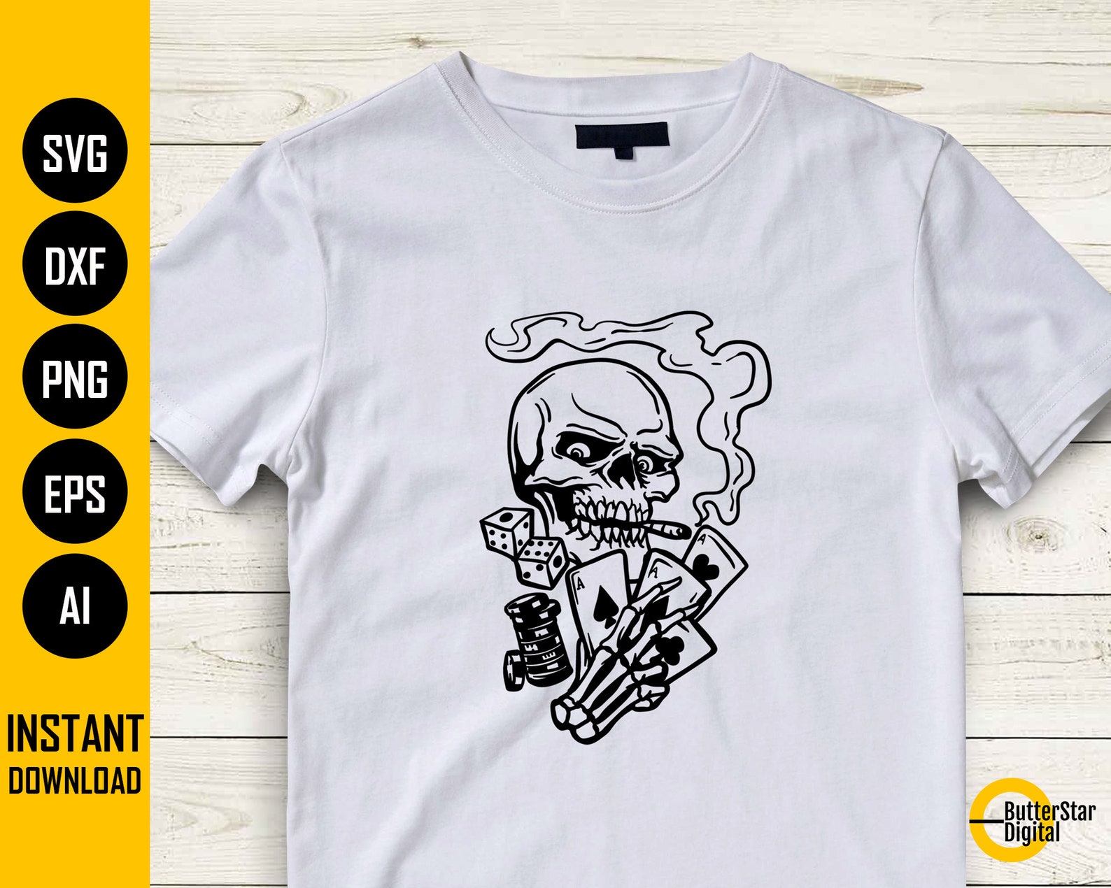 Skull Gambler SVG Casino SVG Gambling Decals T-shirt - Etsy