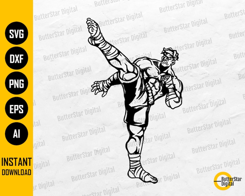 Fighter Kick SVG Kicking SVG Strike Punch Box Grappling - Etsy