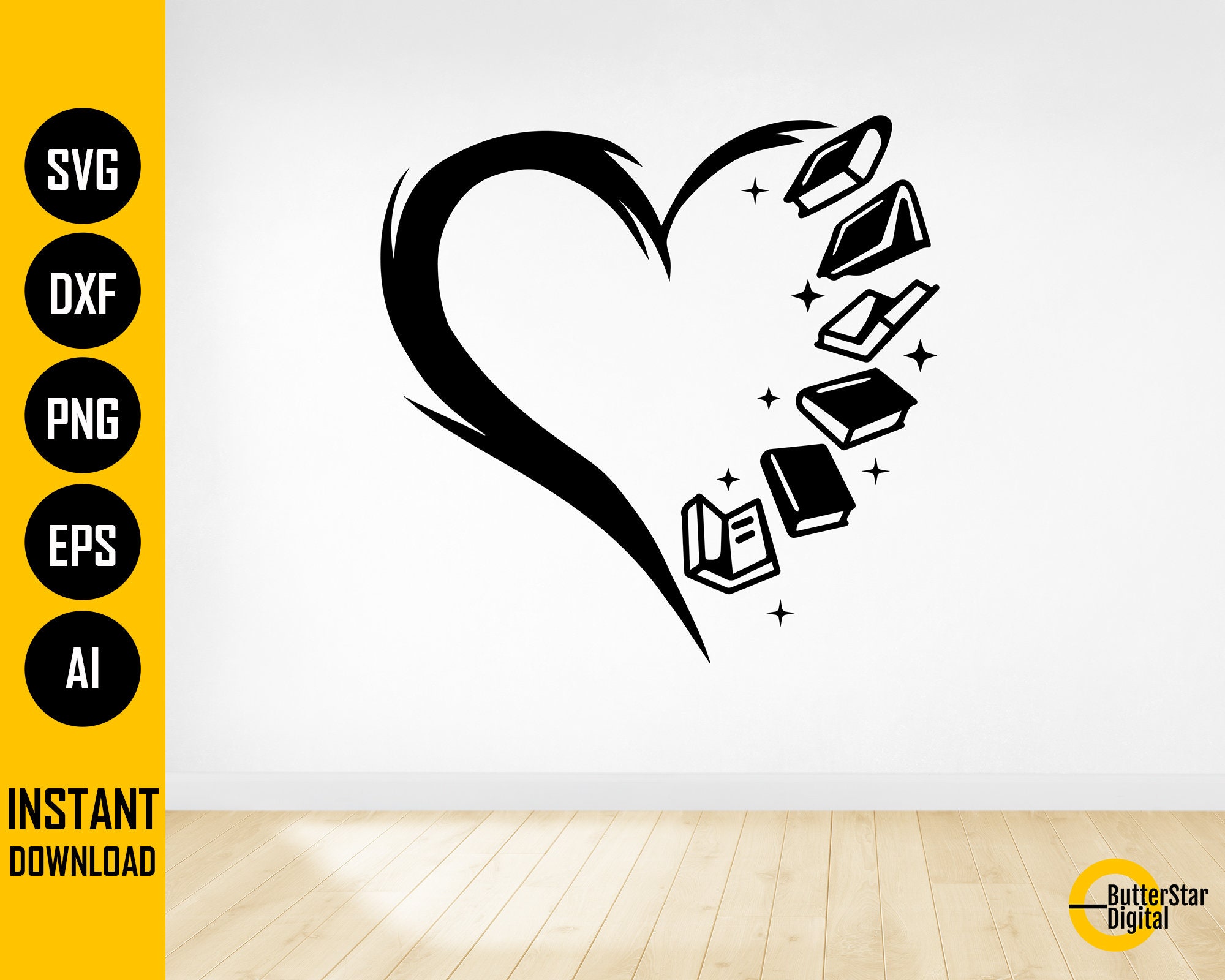 Books Heart SVG Book Lover SVG HTV Vinyl Stencil T-shirt - Etsy