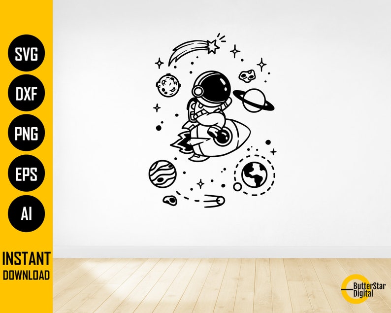 Cute Space Astronaut SVG | Spaceman SVG | Universe SVG | Planet Svg ...