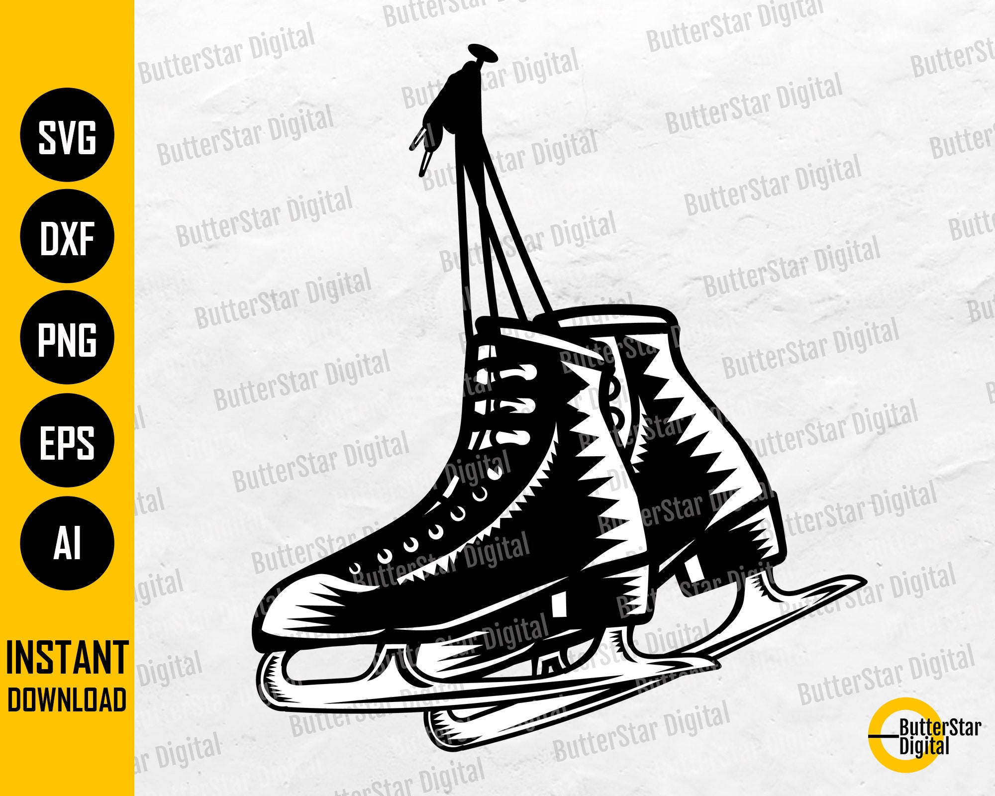 Hanging Ice Skates SVG | Ice Skating SVG Wall Art Decal Decor Graphics ...