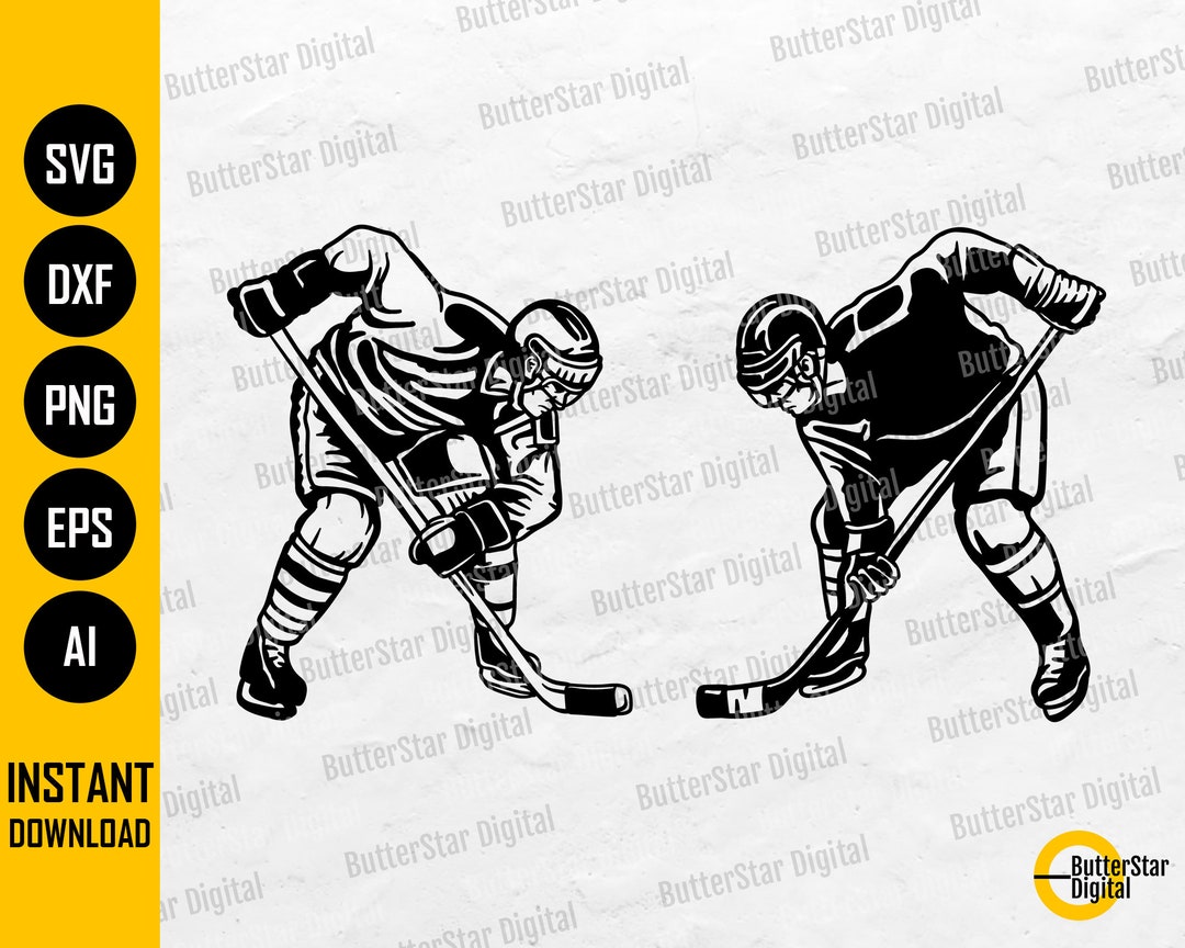 Hockey Face-off SVG | Ice Hockey Player Illustration Drawing Vinyl ...