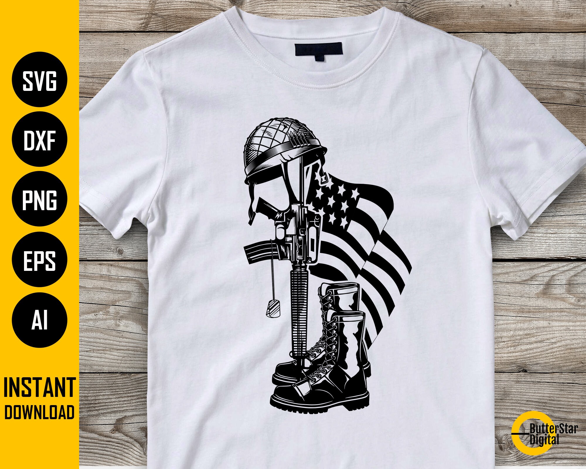 Fallen Soldier Tribute SVG US Army War Hero Boots Dog Tag - Etsy