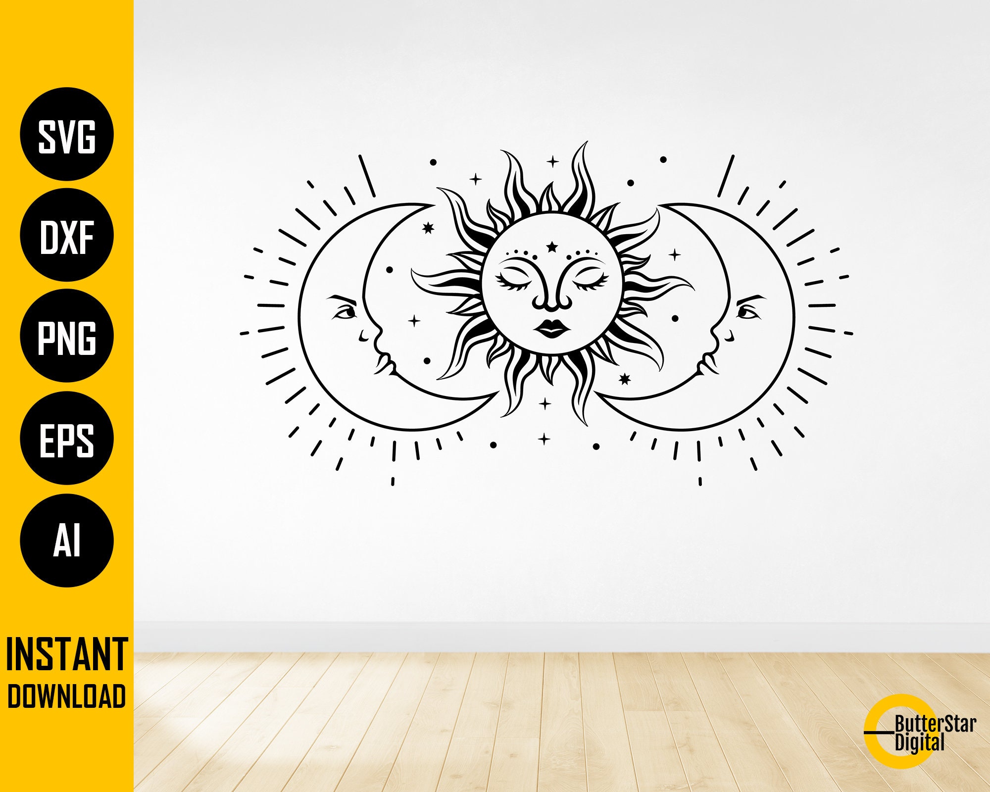 Sun and Moon SVG Celestial SVG Mystical SVG Boho Svg | Etsy