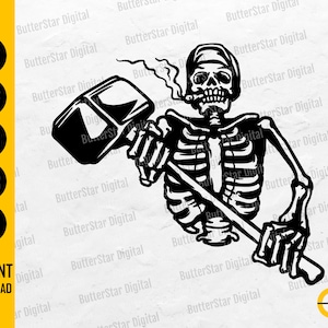 Skeleton With Sledgehammer SVG | Demolition SVG | Break Destroy Wreck ...