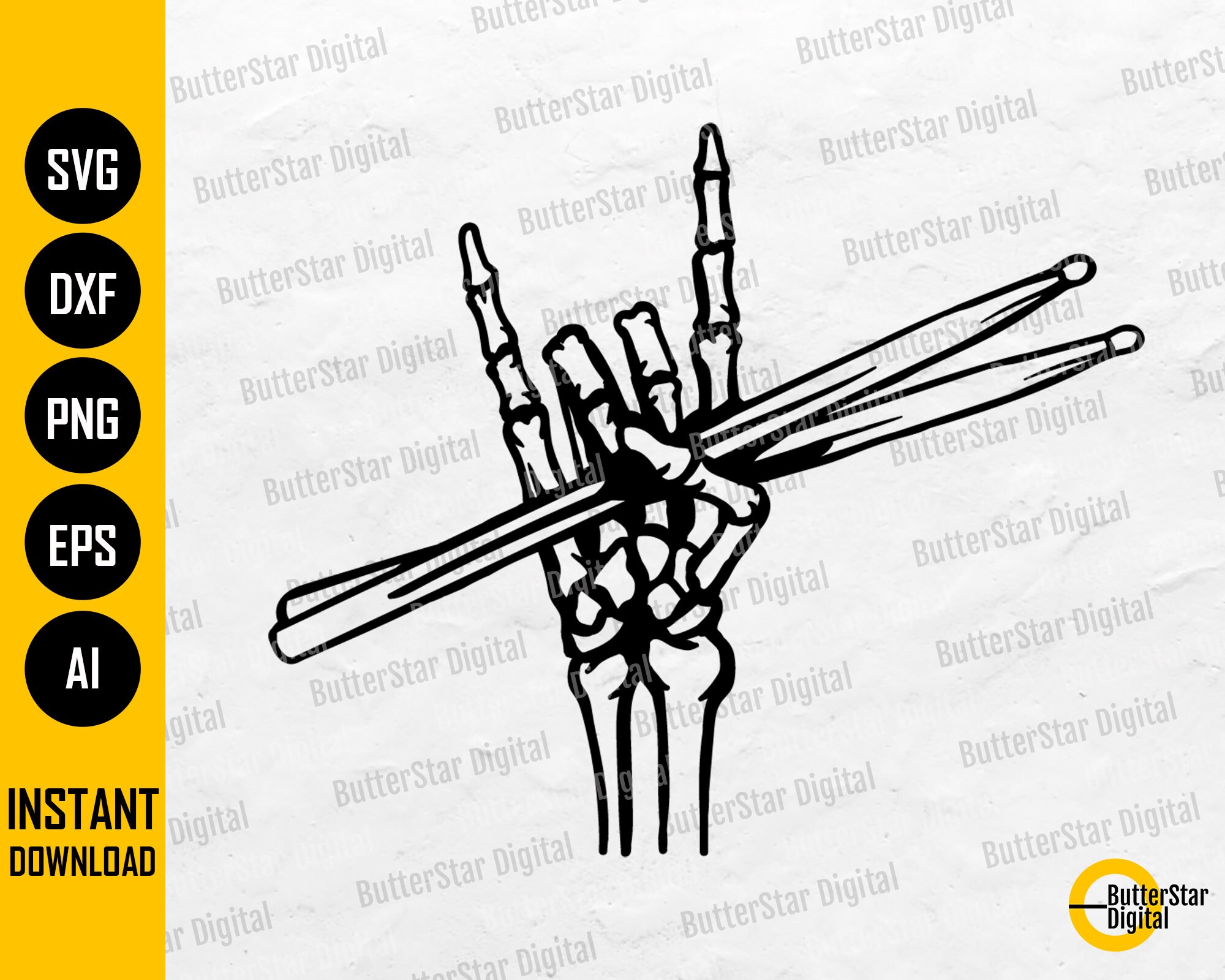 Skeleton Hand With Drumsticks SVG Drummer SVG Rock and - Etsy Hong Kong