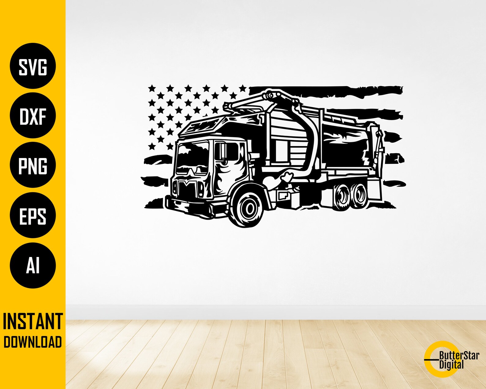 USA Flag Garbage Truck SVG | US Garbage Svg | Garbageman Decal Shirt ...