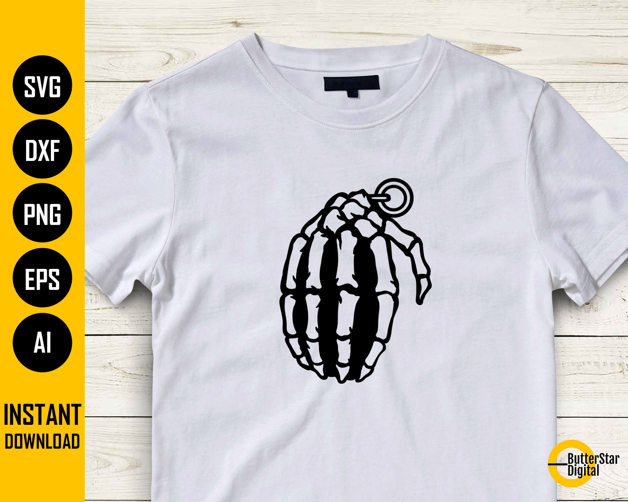 Skeleton Hand Grenade SVG Weapon SVG Military T-shirt - Etsy Australia