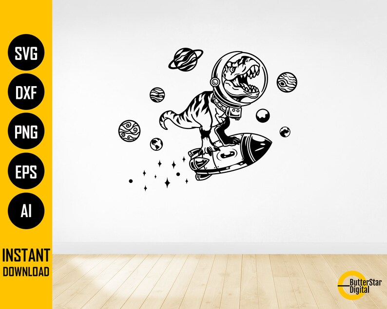 Dinosaur Riding A Rocket SVG Cute Kids Decal T-shirt Sticker - Etsy