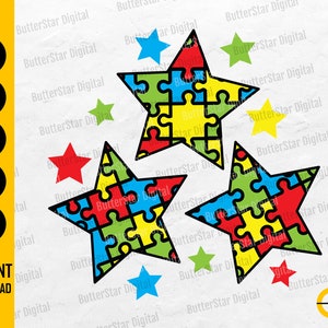 Autism Stars SVG | Autism Awareness SVG | Puzzle Pieces SVG | Cricut ...