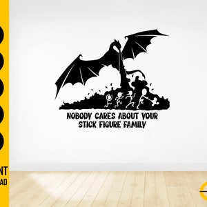 Dragon With Stick Figure Family SVG | Cute Funny Car Sticker Decal T ...
