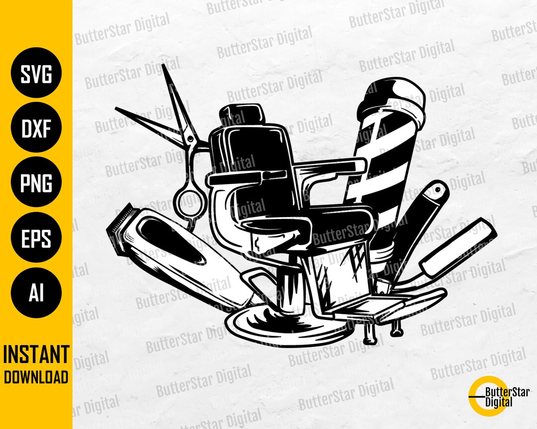 Barber's Chair SVG | Barbershop SVG | Barber SVG | Razor Shave Scissor ...