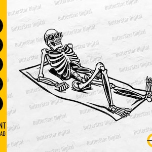 Skeleton Sunbathing SVG | Beach SVG | Tropical SVG | Summer Sun Sand ...