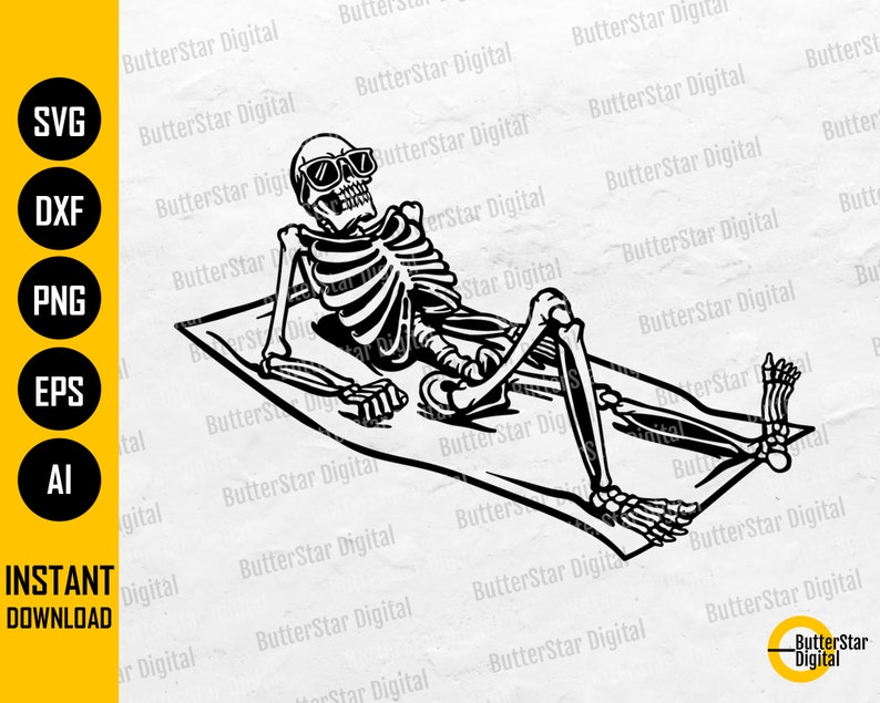 Skeleton Sunbathing SVG Beach SVG Tropical SVG Summer - Etsy